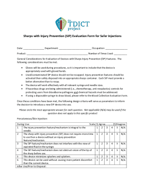 Fillable Online Sharps with Injury Prevention (SIP) Evaluation Form for ...