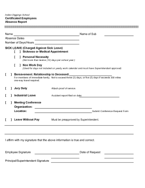 Fillable Online Certificated Absence Form.xlsx Fax Email Print - pdfFiller