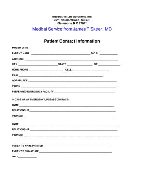 Fillable Online Patient Contact Information.doc Fax Email Print - pdfFiller