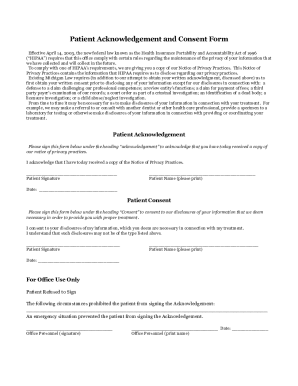 Fillable Online PDF PATIENT ACKNOWLEDGEMENT AND CONSENT FORM Fax Email ...