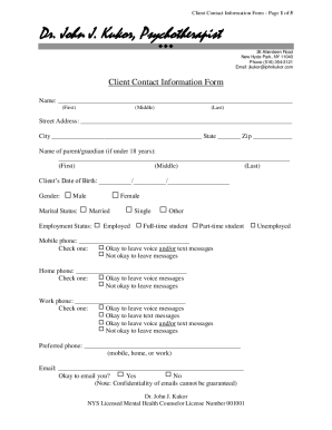 Fillable Online Client Contact Information Form - Page 1 of 5 Fax Email ...
