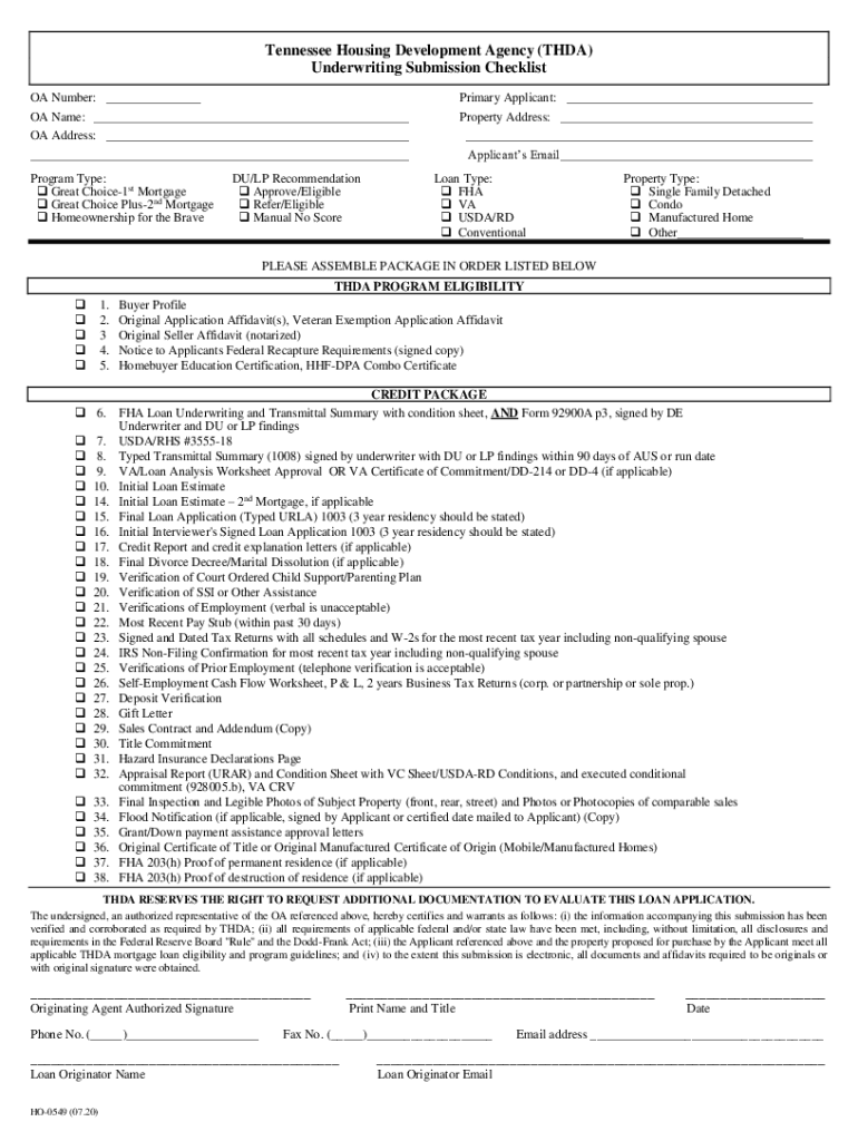 Fillable Online Fillable Online Tennessee Housing Development Agency ...