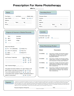 Fillable Online Prescription For Home Phototherapy Fax Email Print ...