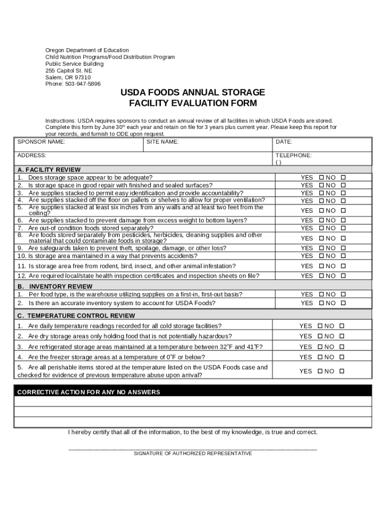 Annual Storage Facility Evaluation Doc Template | pdfFiller