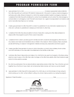 Fillable Online PROGRAM PERMISSION FORM Fax Email Print - pdfFiller
