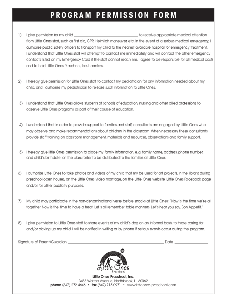 Fillable Online PROGRAM PERMISSION FORM Fax Email Print - pdfFiller