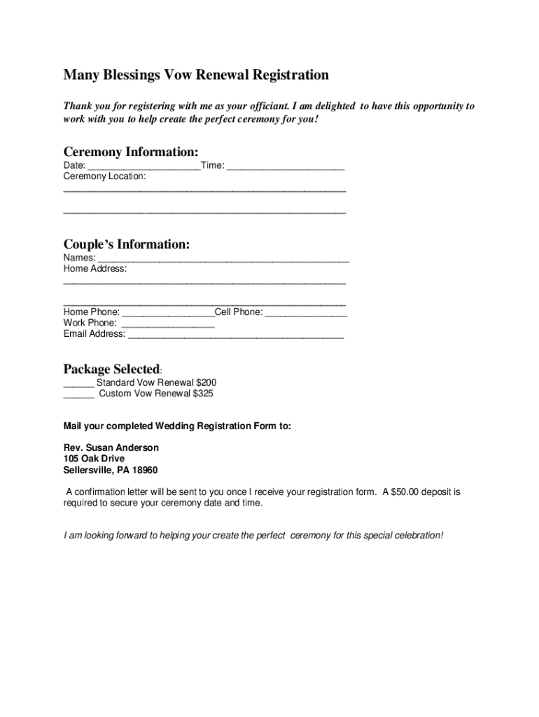 Fillable Online Registration Forms - Many Blessings Ministry Fax Email ...