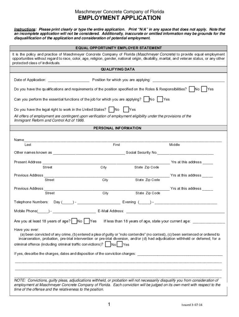 Fillable Online MCC-Employment Application Issued 3-23-16 Fax Email ...
