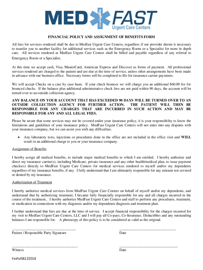 Fillable Online MEDFAST URGENT CARE CENTERS Fax Email Print - pdfFiller