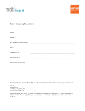 Fillable Online factory-sharpening-request-form Fax Email Print - pdfFiller