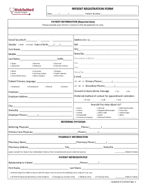 Fillable Online 44 New Patient Registration Form Templates - Printable ...