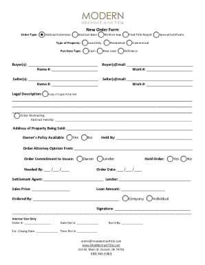 Fillable Online New Order Form - Modern Abstract & Title Fax Email ...