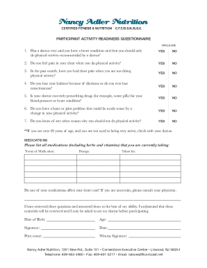 Fillable Online Physical Activity Readiness Questionnaire (PAR-Q) YES ...