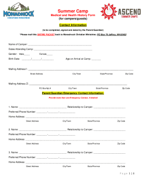 Fillable Online Summer Camp Medical Form TemplateJotForm Fax Email ...