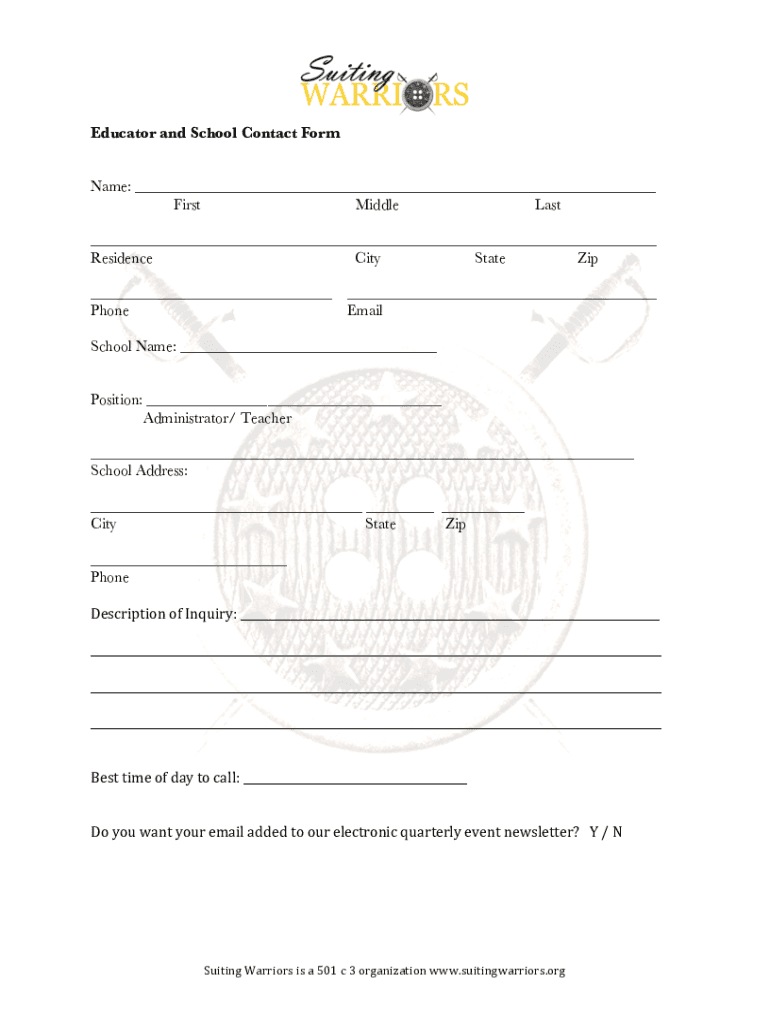 Fillable Online Educator and Student Contact Form.docx Fax Email Print ...
