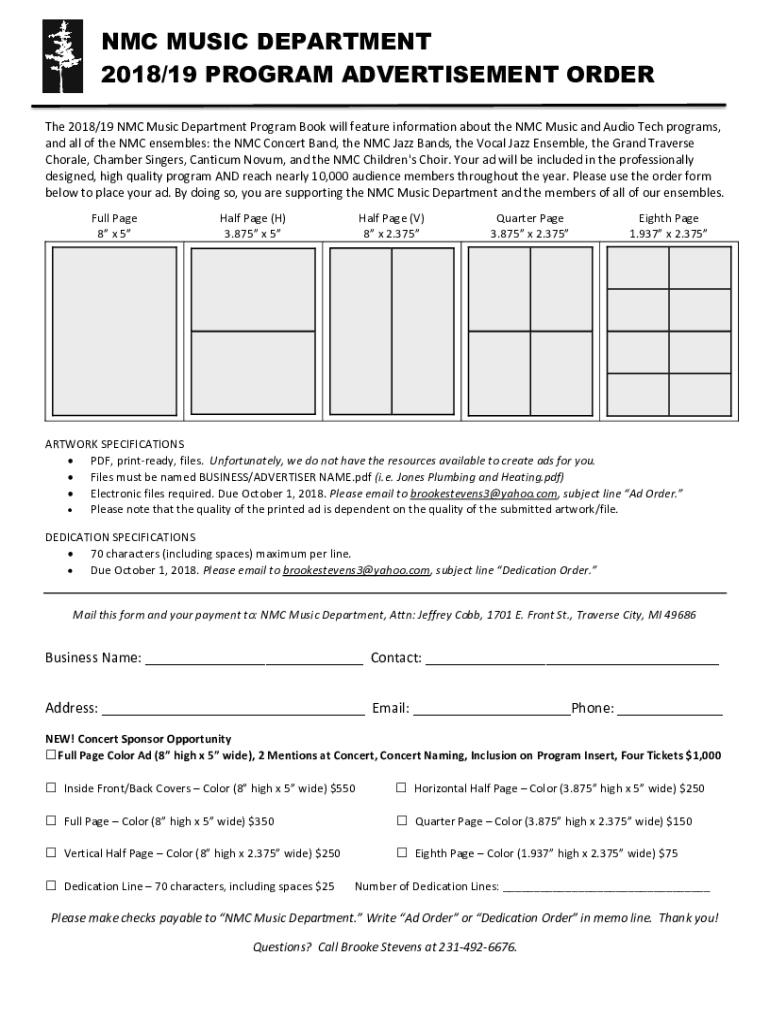Fillable Online NMC Music Department poster - Northwestern Michigan ...