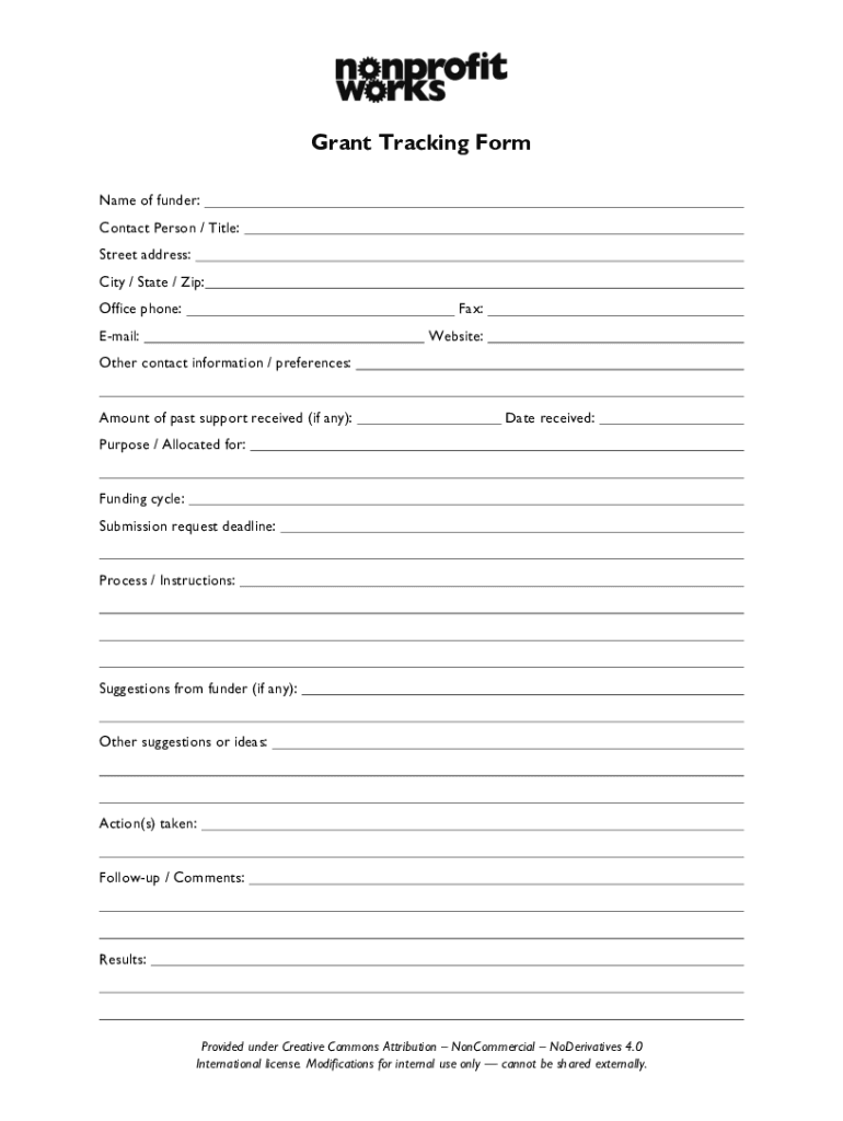 Fillable Online Grant-Tracking-Form Fax Email Print - pdfFiller