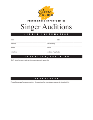 Fillable Online Singing Auditions And Casting CallsBackstage Fax Email ...