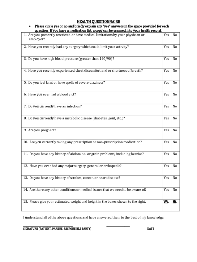 Fillable Online Appendix 4: Adult Health Assessment Sample Questions ...