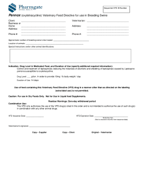 Fillable Online Veterinary Feed Directive (VFD) - West Virginia ...