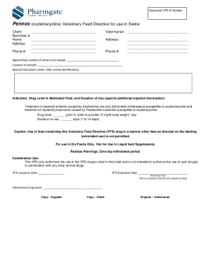 Fillable Online Veterinary Feed Directive Drug(s) Name (s) dose ... Fax ...