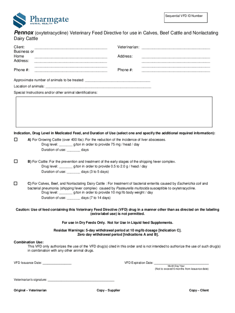 Pennox (oxytetracycline) Veterinary Feed Directive For Use In ...