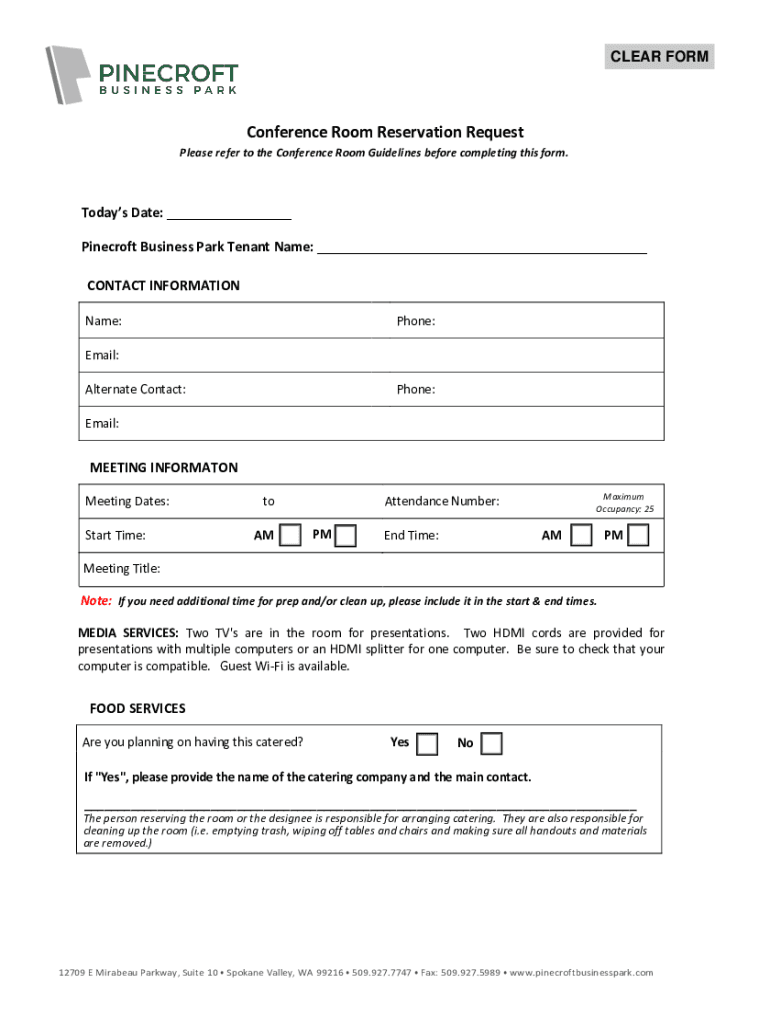 Fillable Online PDF Conference Room Reservation Request - Pinecroft ...