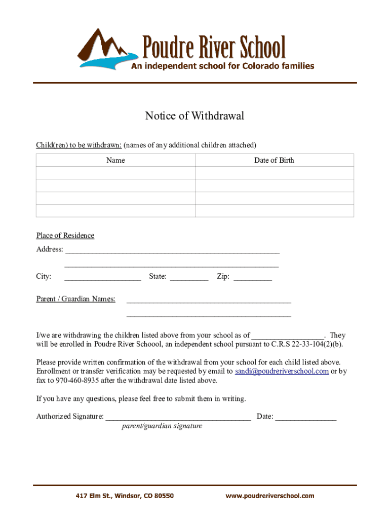 Fillable Online Out-Processing School Withdrawal Form for Pre K- 12 ...