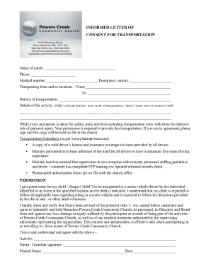 Fillable Online Informed Consent for Transportation Fax Email Print ...