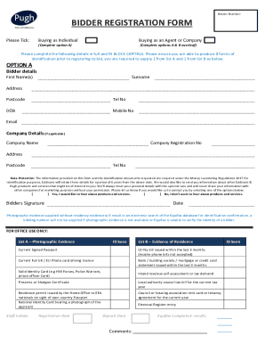 Fillable Online BIDDER REGISTRATION FORM - Pugh Auctions Fax Email Print - pdfFiller