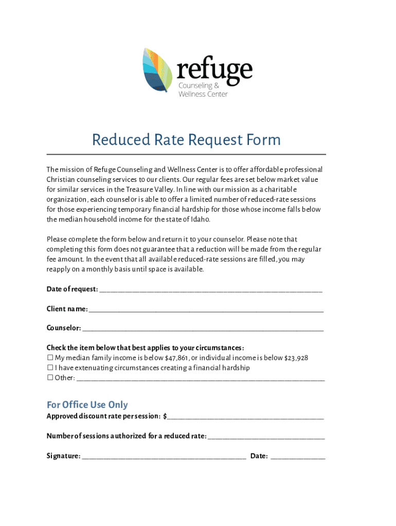 Fillable Online Reduced Rate Request Form Fax Email Print - pdfFiller