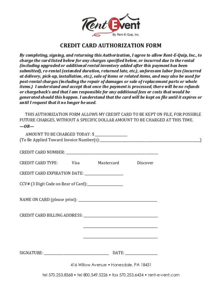 Fillable Online Free Credit Card (ACH) Authorization Forms - PDFWord ...