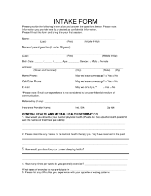 Fillable Online Melissa Roberts, LMFT INTAKE FORM Fax Email Print ...