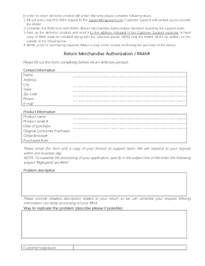 Fillable Online REU Return Merchandise Authorization form.rtf Fax Email ...
