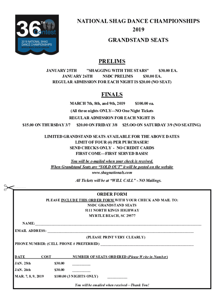 Fillable Online Shag NationalsNational Shag Dance ChampionshipsNSDC ...