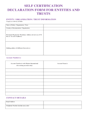 Fillable Online Common Reporting Standard Entity Self-Certification ...