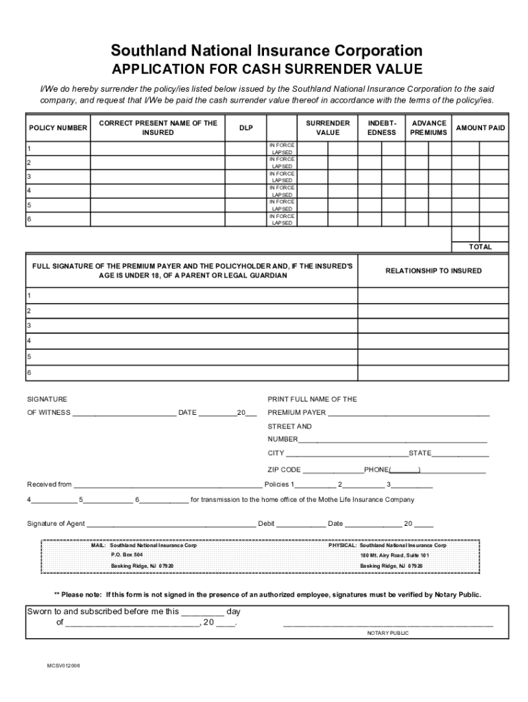 Fillable Online CLAIMANT'S STATEMENT - SNIC -Southland National ...