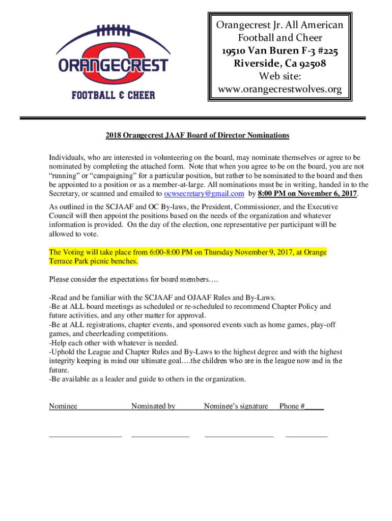 Fillable Online Orangecrest Football Fax Email Print - pdfFiller