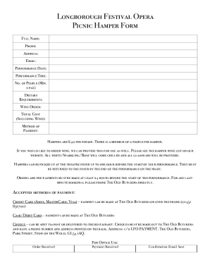 Fillable Online 2018 Picnic Hamper Form Fax Email Print - pdfFiller