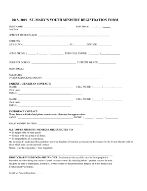 Fillable Online Youth-Ministry-registration-form.docx Fax Email Print ...
