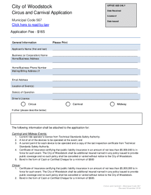 Fillable Online Circus and Carnival Application Fax Email Print - pdfFiller
