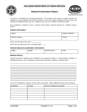 04AF008E (DCFS-38). Medical Examination Report Doc Template | pdfFiller