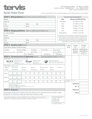 Fillable Online Retail Order Form - tervis.com Fax Email Print - pdfFiller