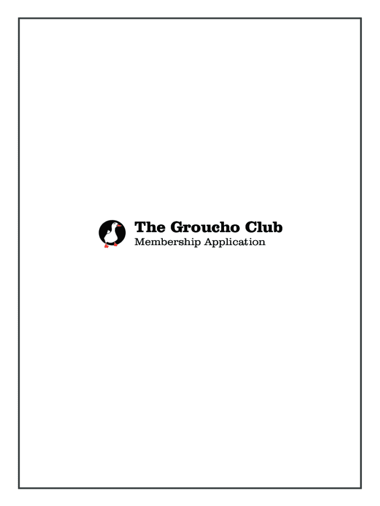 Fillable Online Groucho Club: Private members club in Soho, London Fax ...
