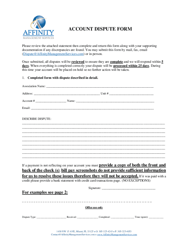 Fillable Online Transaction Dispute Form / Written Statement of ...