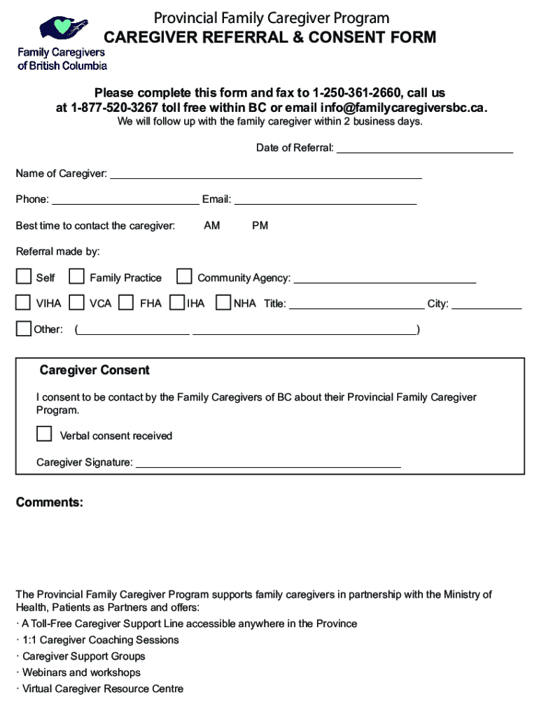 Fillable Online FREE 6+ Caregiver Consent Forms in PDFMS WordFREE 6 ...