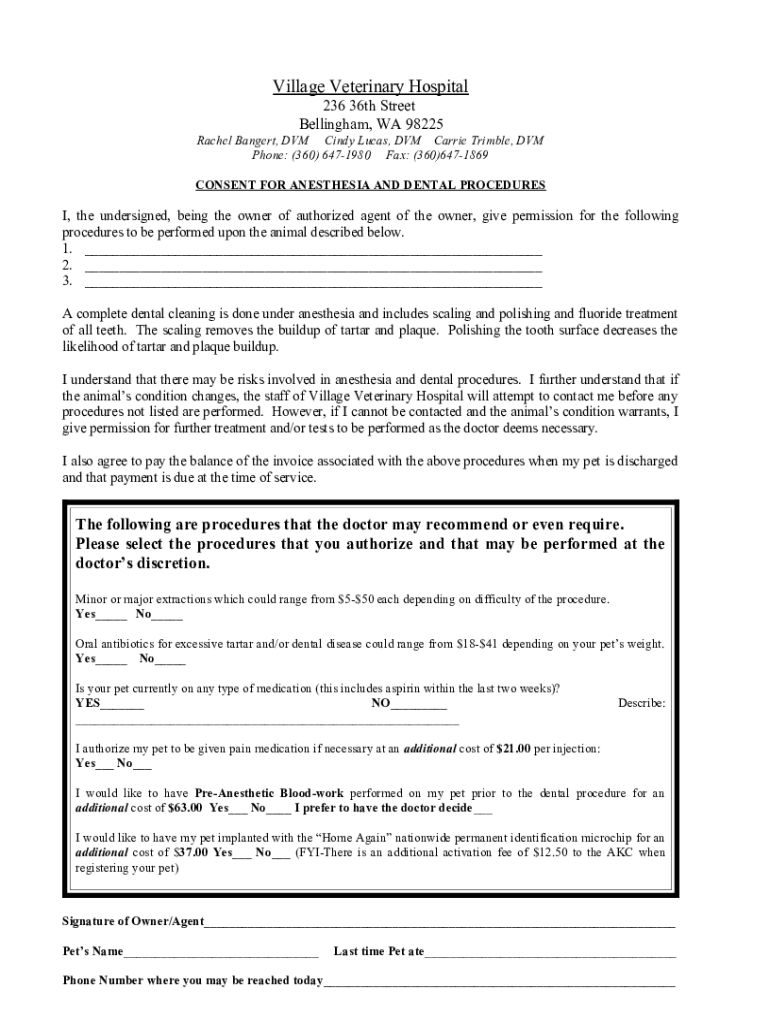 Fillable Online CONSENT FORM: Sedation, Anesthesia, and/or Oral Surgery ...
