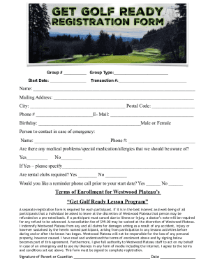 Fillable Online Get Golf Ready Registration Form Fax Email Print ...