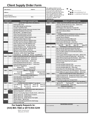 Fillable Online Client Supply Order Form - Wisconsin Diagnostic ...