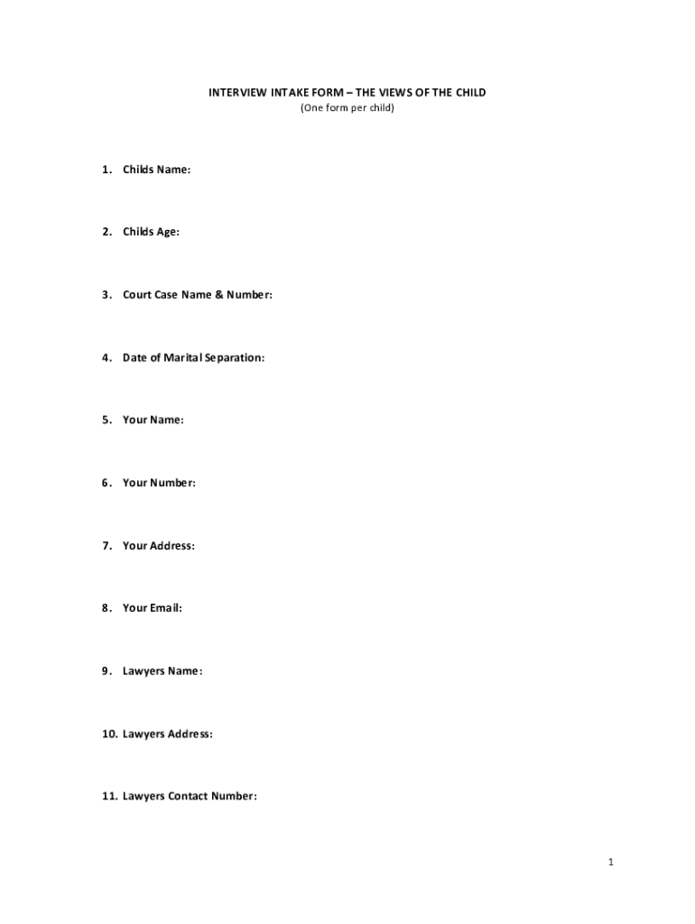 Fillable Online Interview Intake Form.doc Fax Email Print - pdfFiller
